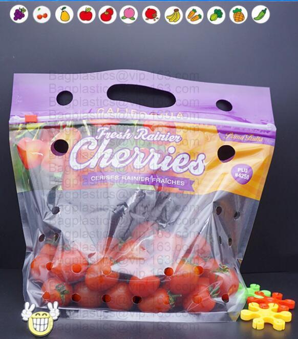 Zip lockk packaging pouch with vent hole and handle, grape bag/mango ...