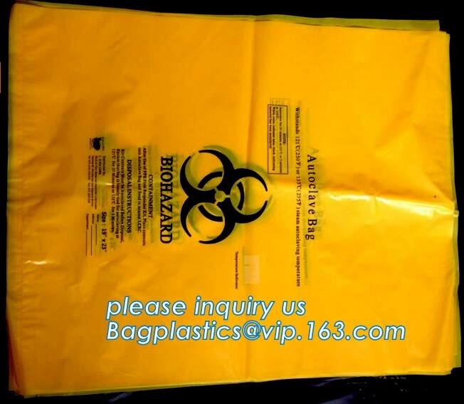 Yellow infectious medical waste disposal plastic bag Biohazard garbage ...