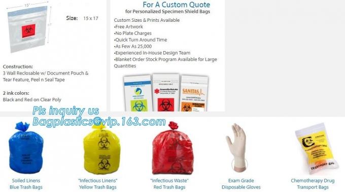 Yellow infectious medical waste disposal plastic bag Biohazard garbage ...