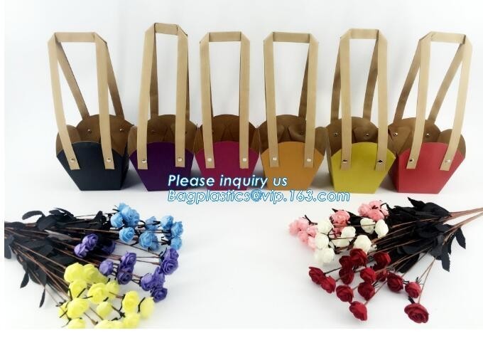 Flower Carrier Twisted Handle Rope Ribbon Tie Paper Carry Bag Shopping ...
